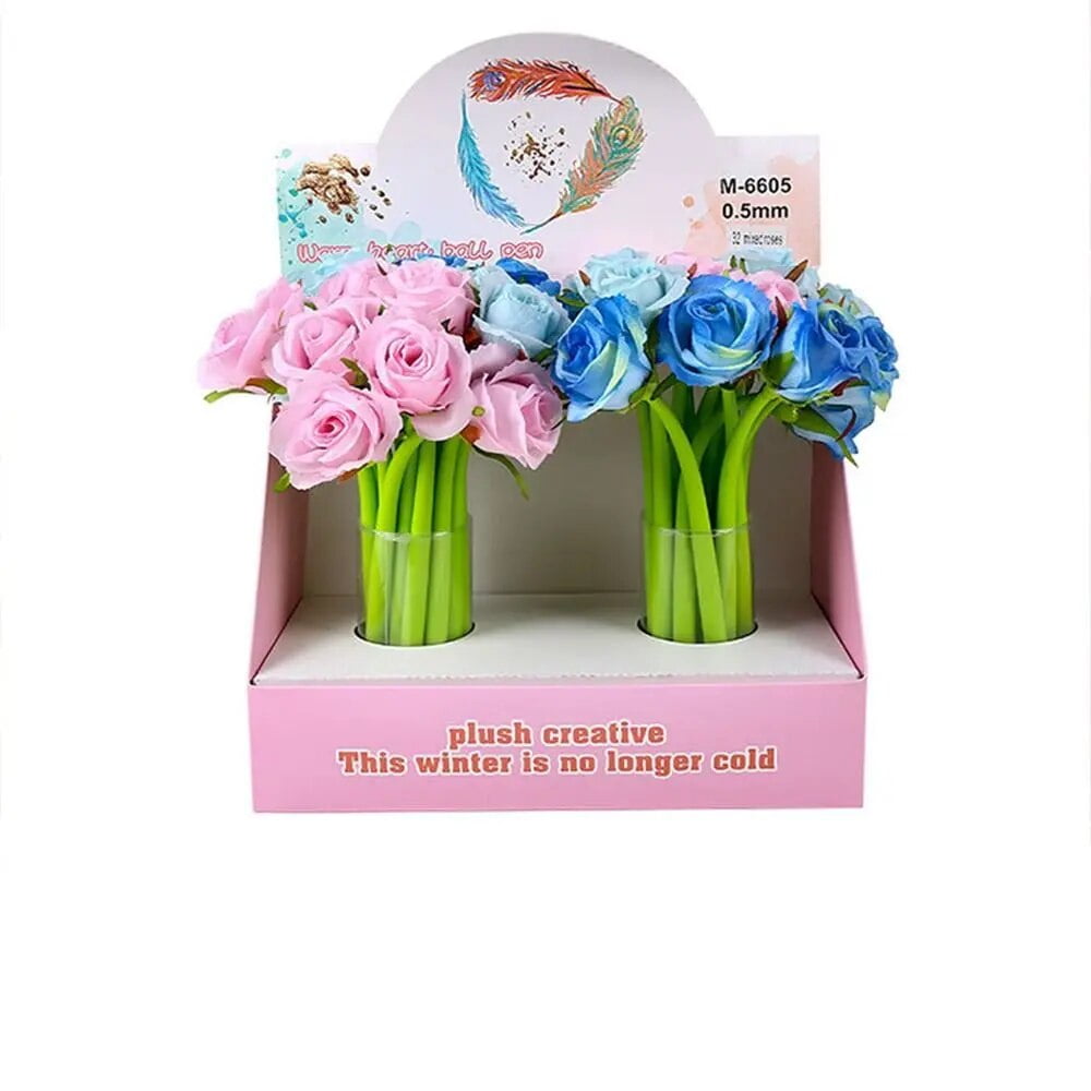 Neutral Gel Pen Artificial Rose Pens Simulation Rose Flower Signing ...