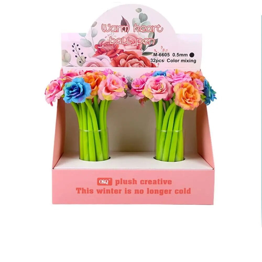 Neutral Gel Pen Artificial Rose Pens Simulation Rose Flower Signing ...