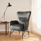 Neutral Gray Engineered Wood Accent Chair for Living Room Contemporary ...