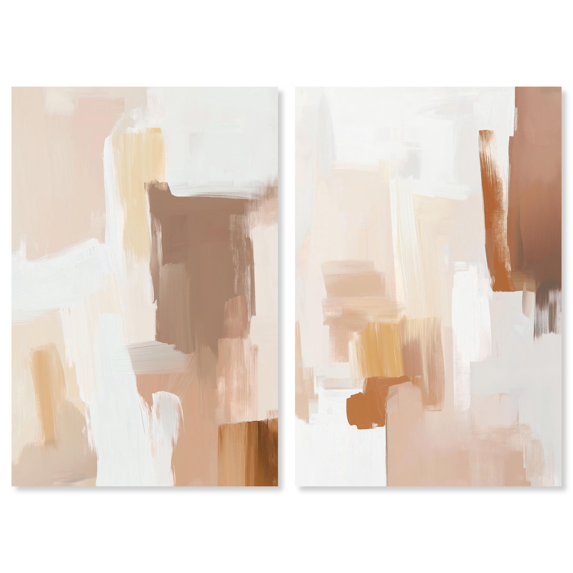 Neutral Harmony 2 Panel Set Canvas Print Minimalist Wall Decor by Art ...