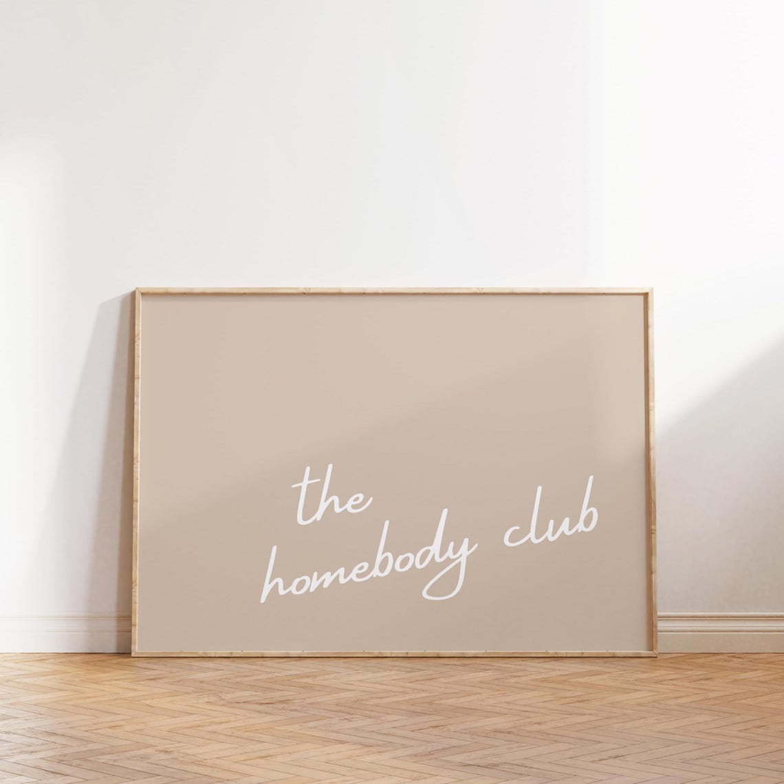 Neutral Homebody Club Print, Trendy Horizontal Poster, Minimalist Girly ...