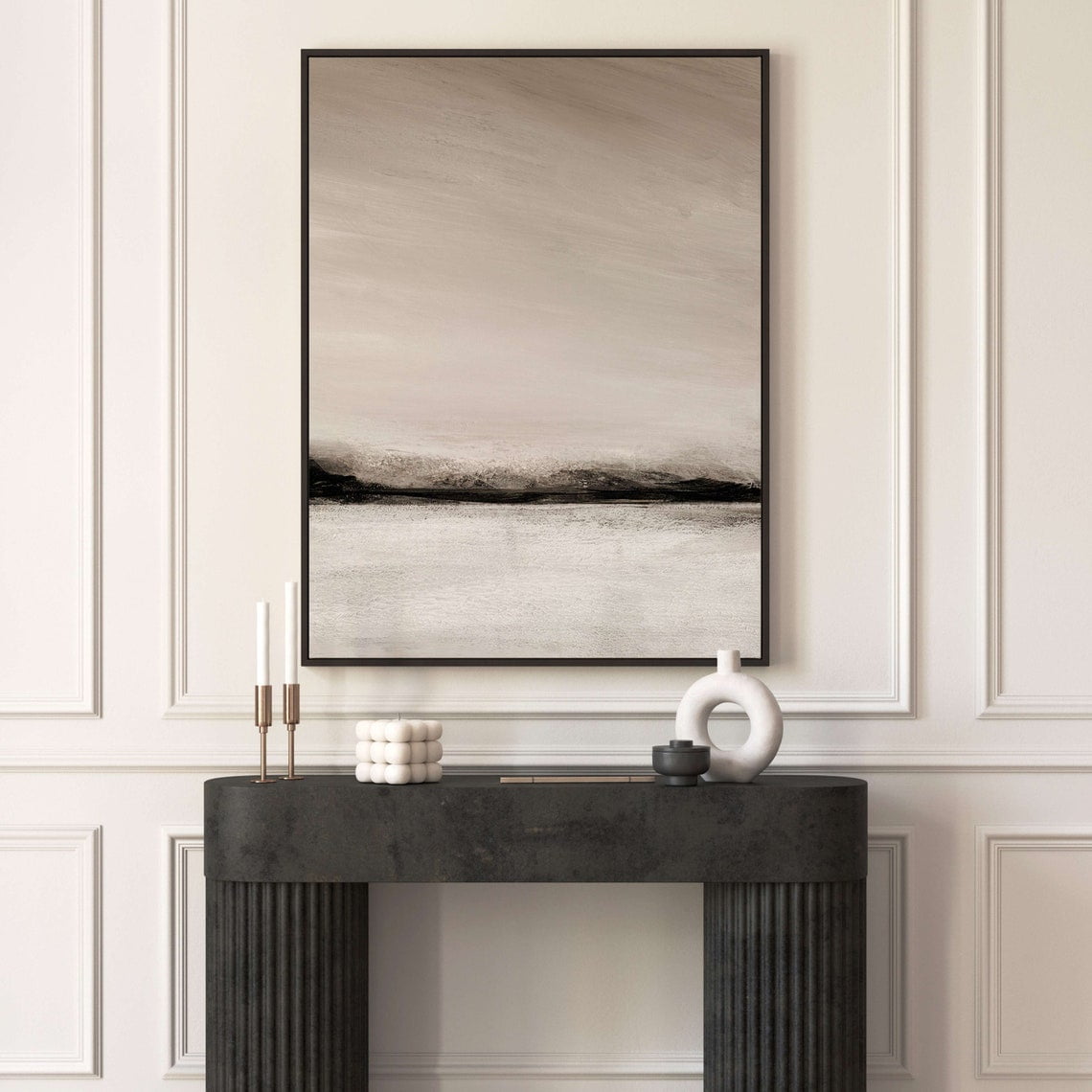 Neutral Landscape Wall Art, Japandi, Framed Art, Wabi Sabi, Minimalist ...