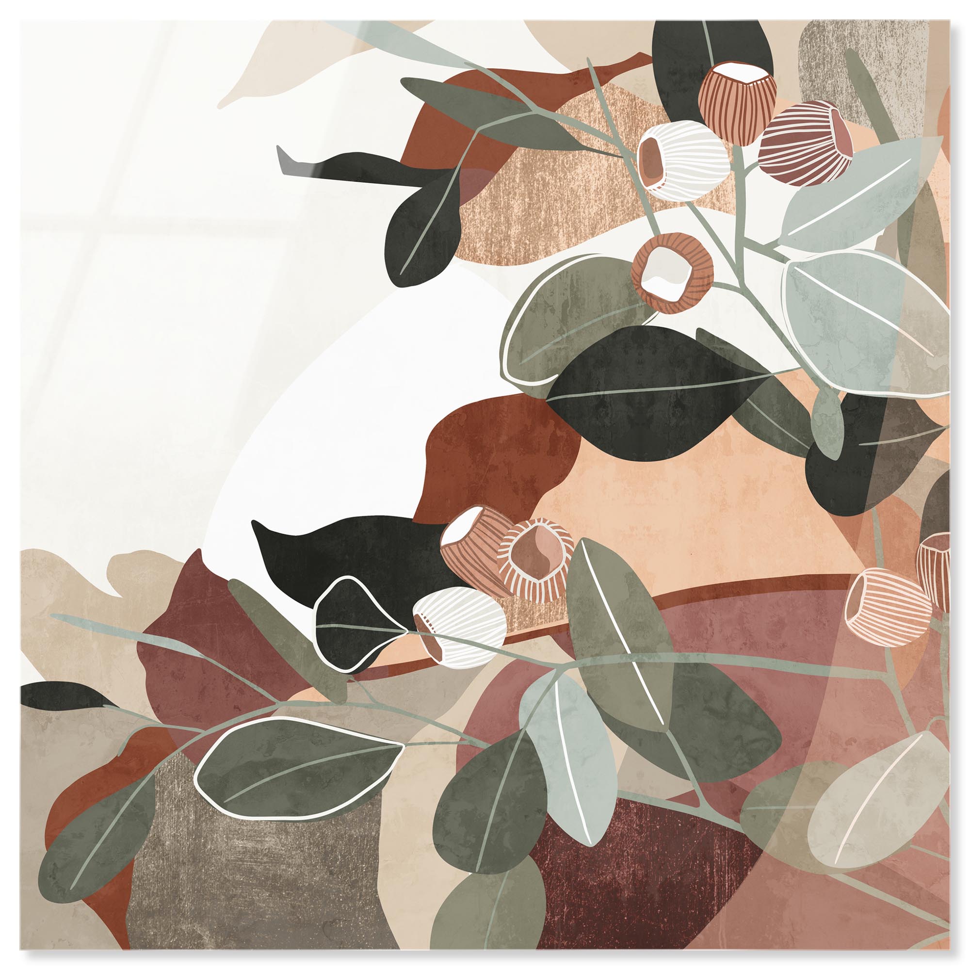 Neutral Leaves Acrylic Print Palm Leaf Wall Art by Art Remedy, Ready to ...
