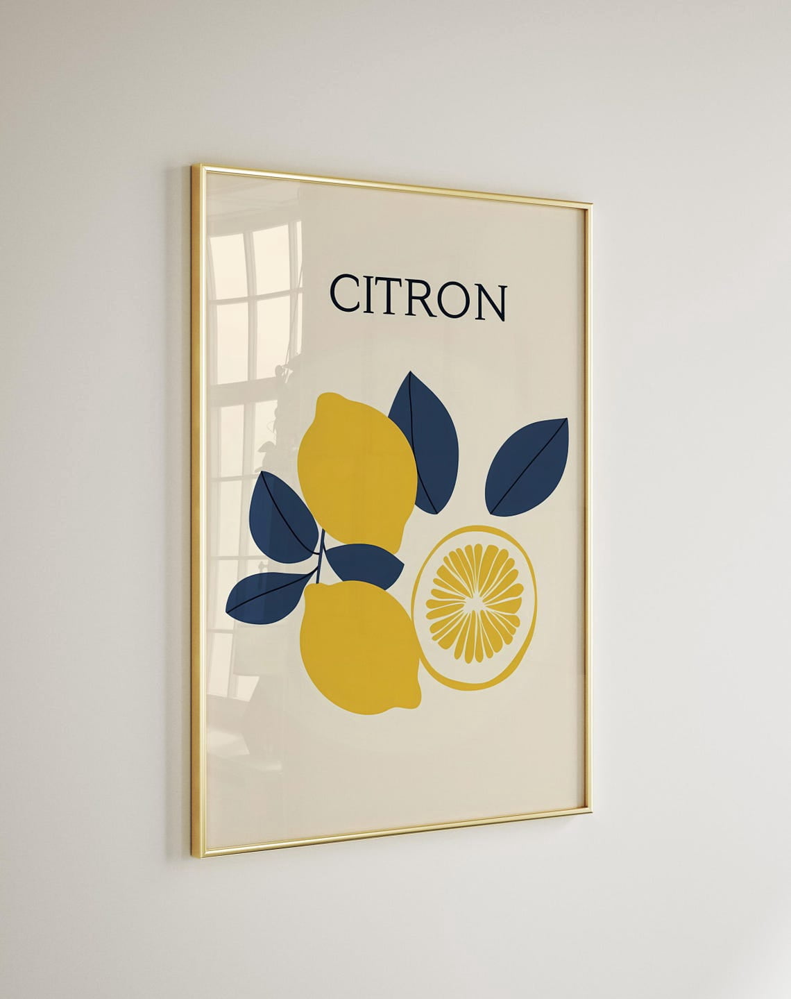 Neutral Lemon Kitchen Poster Abstract Citrus Wall Art Illustration ...