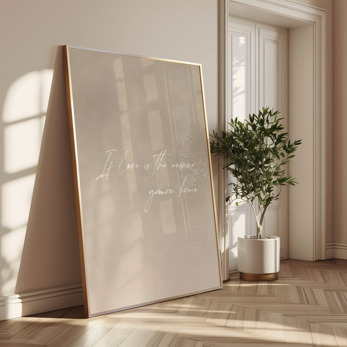 Neutral Love Is The Answer Wall Art Print, You'Re Home, Beige ...