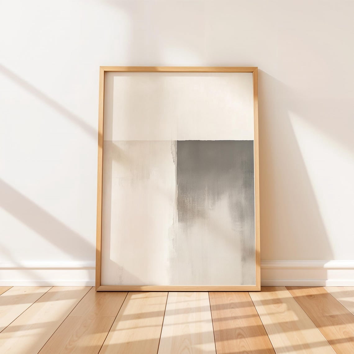 Neutral Minimalist Soft Charcoal And Cream Color Scandi Art Calming ...