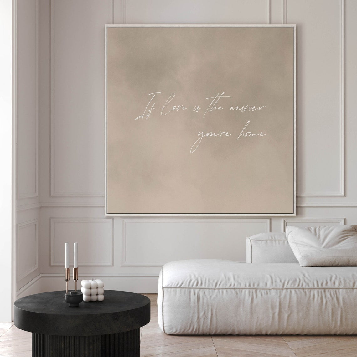Neutral Minimalist Wall Art, If Love Is The Answer You'Re Home, Large ...