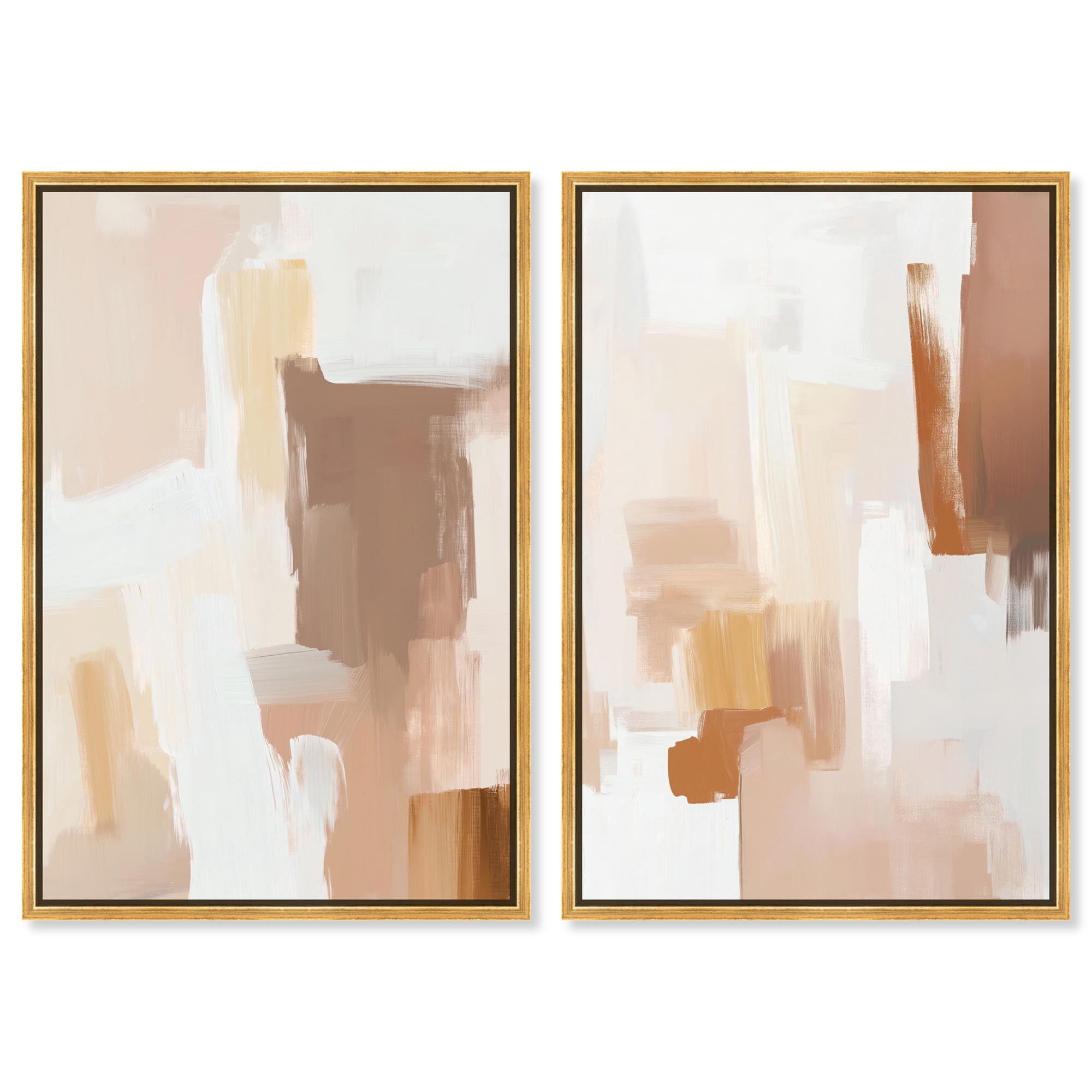 Neutral Modern Minimalist Pair Set Canvas Neutral Abstract Art by Art ...