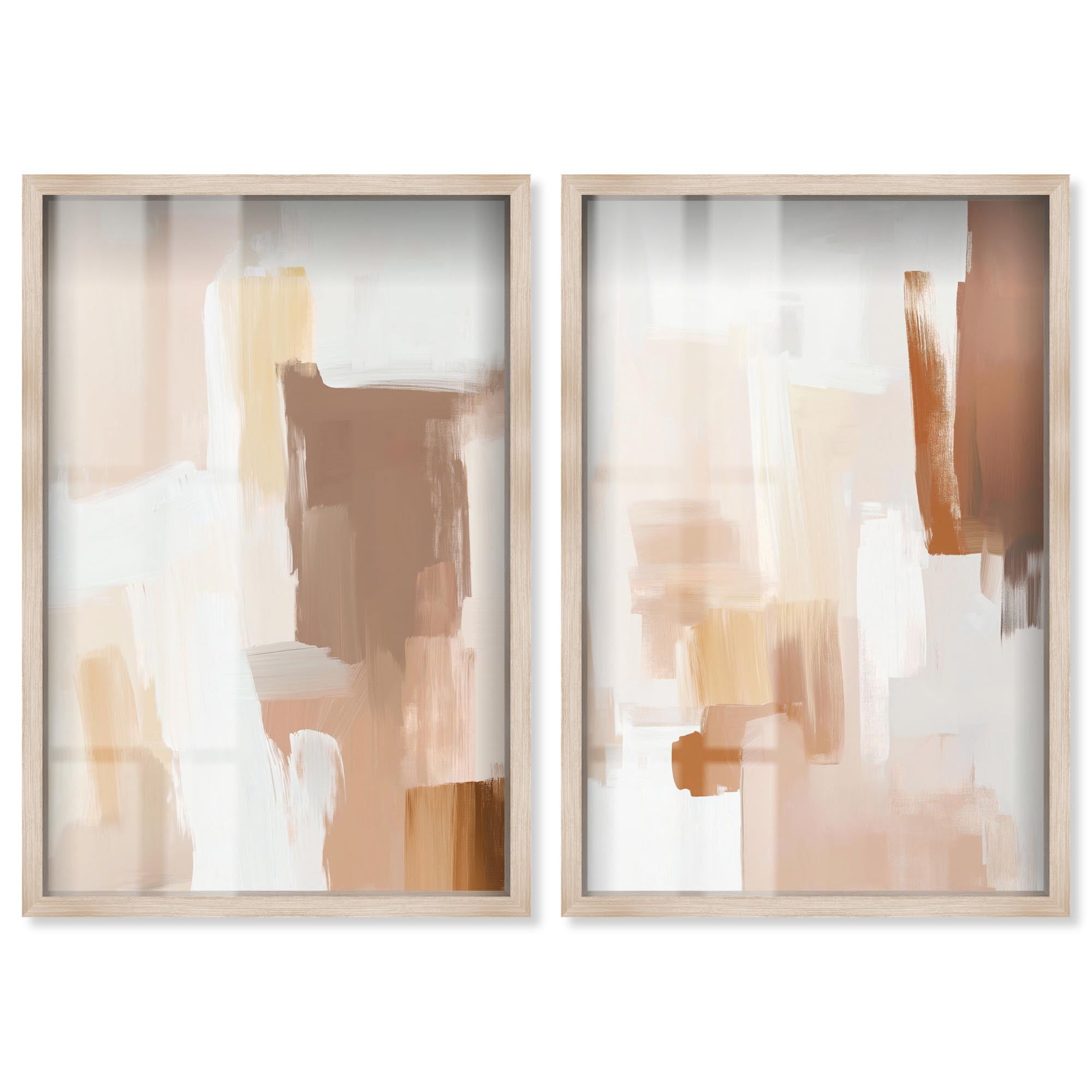 Neutral Modern Minimalist Pair Set Shadowbox Neutral Abstract Art by ...
