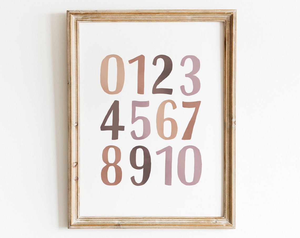 Neutral Numbers Poster, Homeschool Numbers Print, Nursery Decor ...
