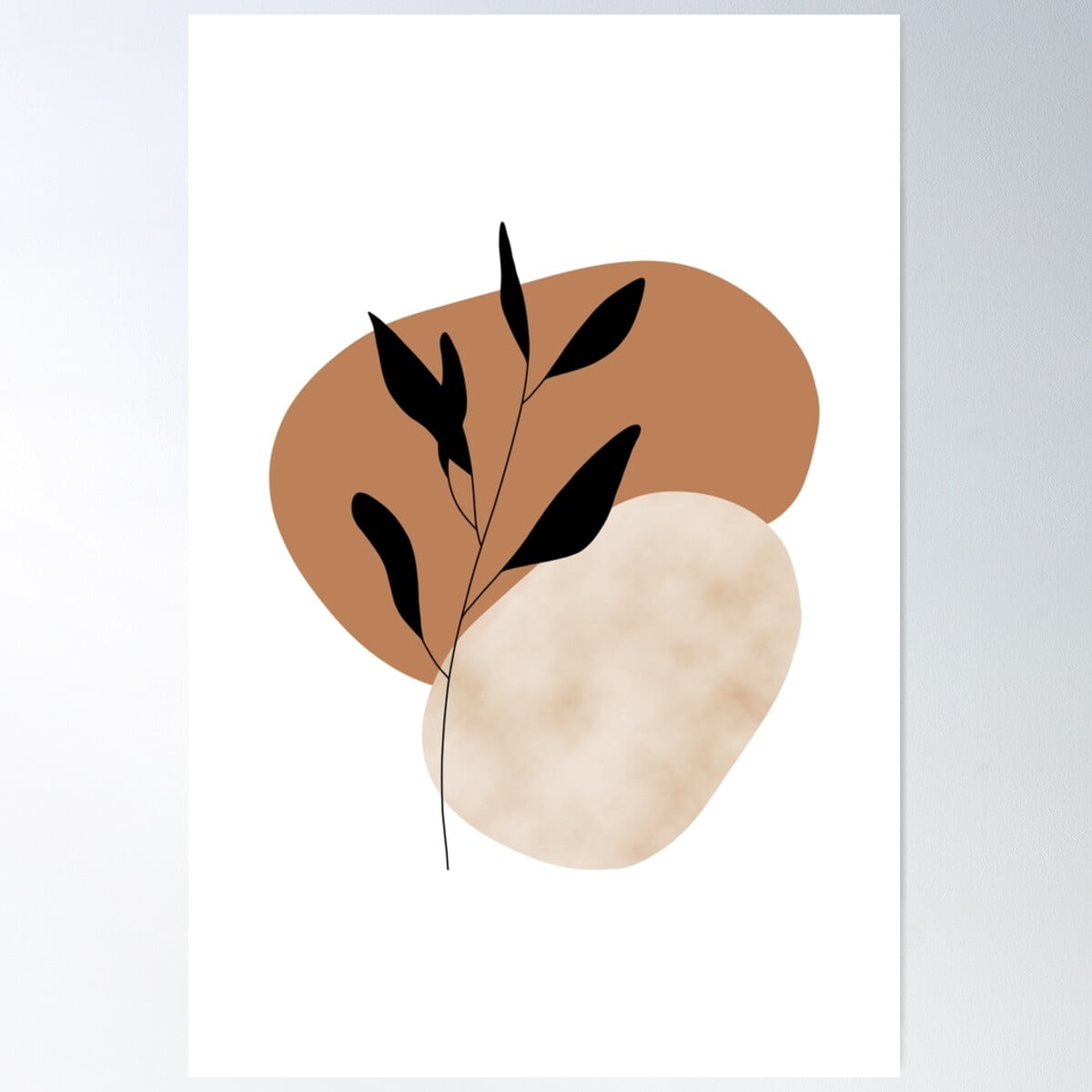 Neutral Organic Blobs With Leafy Accents Poster Wall Art, Modern Wall ...