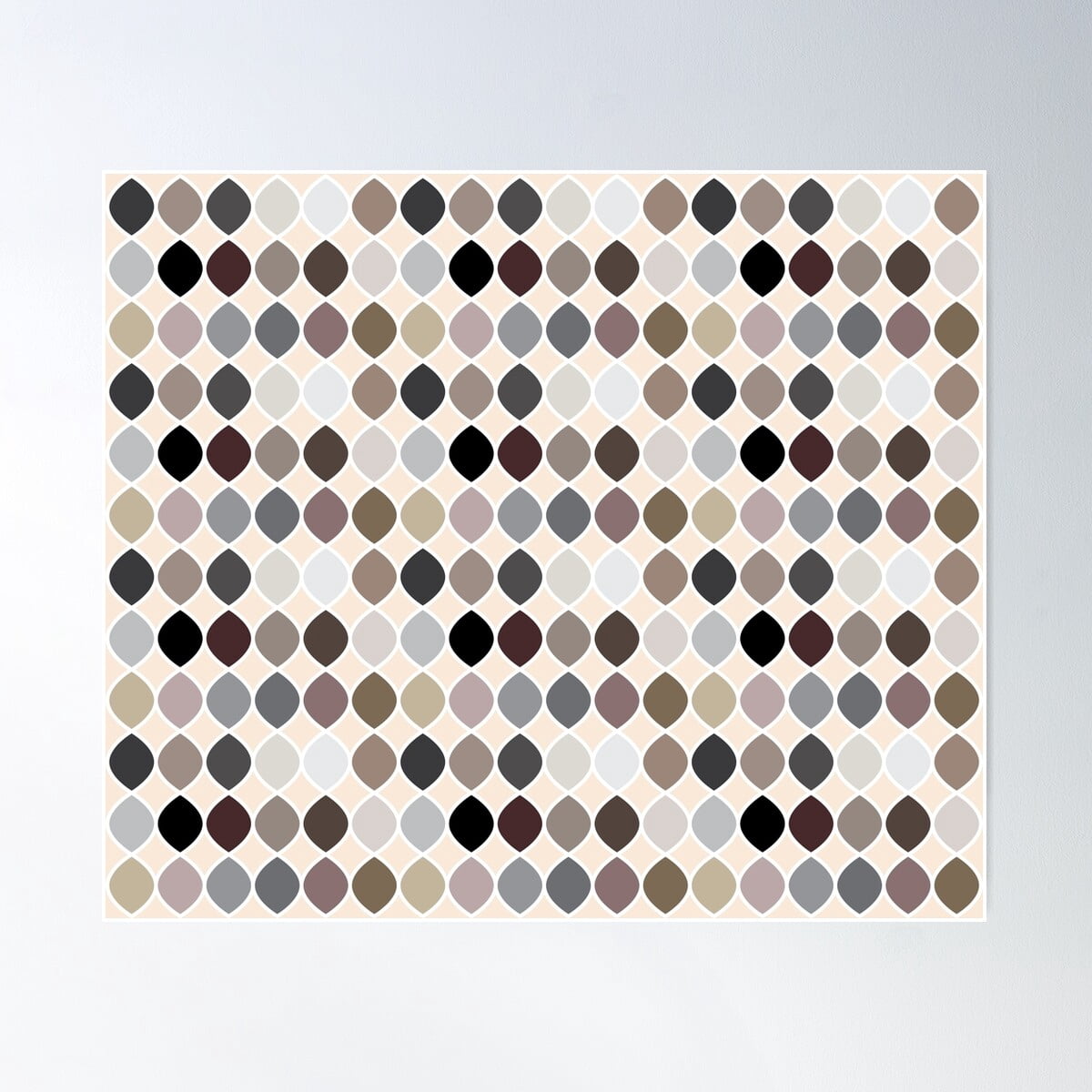 Neutral Oval Pattern Poster Wall Art, Modern Wall Decor For Living Room ...