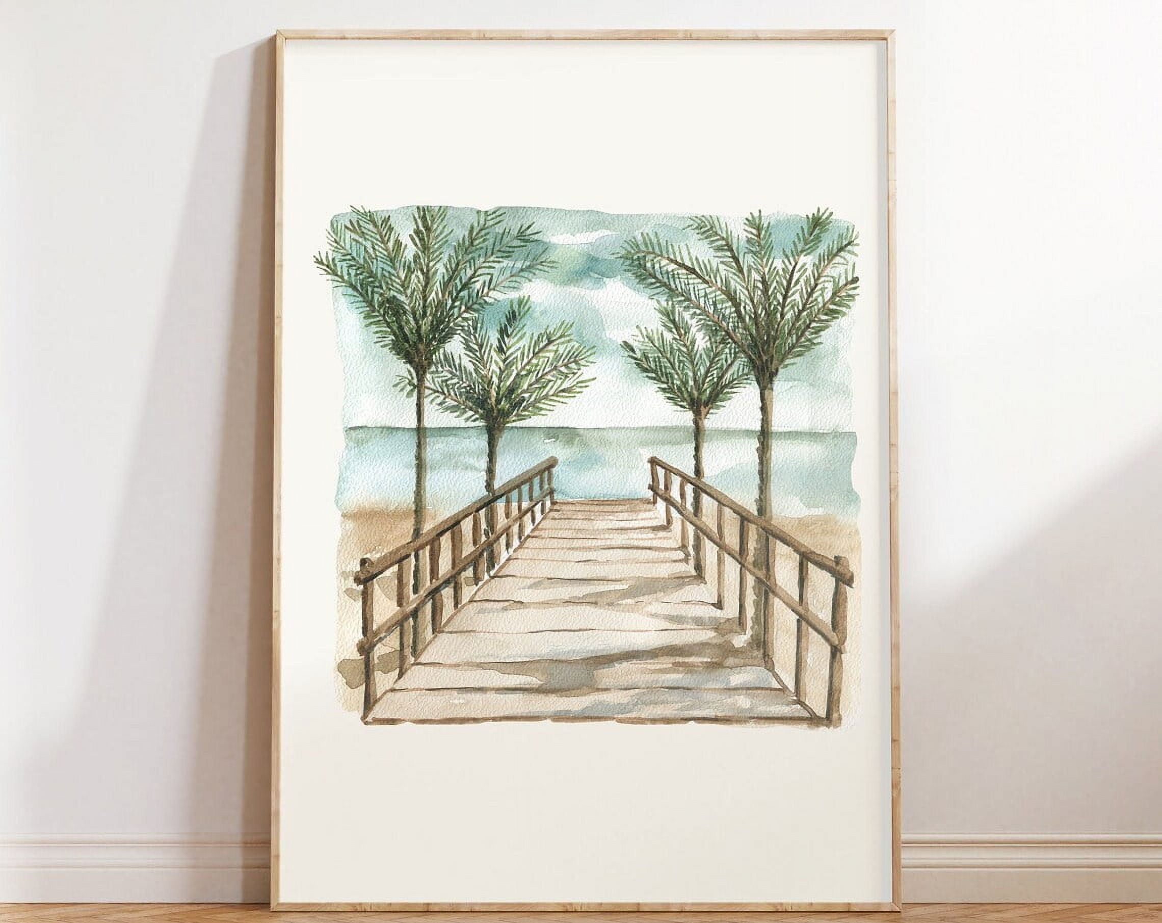 Neutral Palm Tree Print, Watercolor Summer Wall Art, Beach House Modern ...