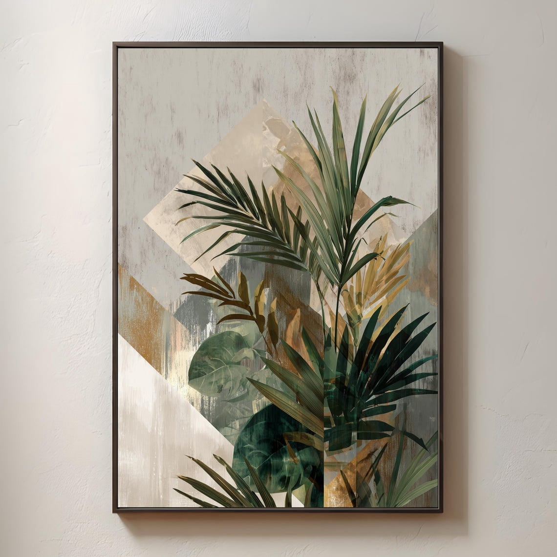 Neutral Plant Wall Art, Green Boho Poster, Minimalist Leaves Print ...