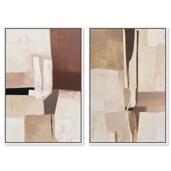 Neutral Plaster Collage Set 2 Panel Set Canvas Print Boho Wall Art by ...
