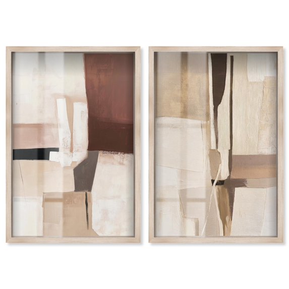 Neutral Plaster Collage Set 2 Panel Set Shadowbox Print Boho Wall Art ...