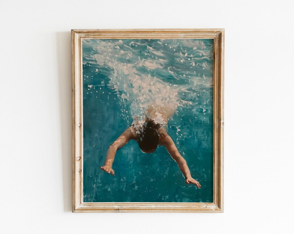 Neutral Portrait Seascape Oil Painting Coastal Minimalist Ocean Wall ...