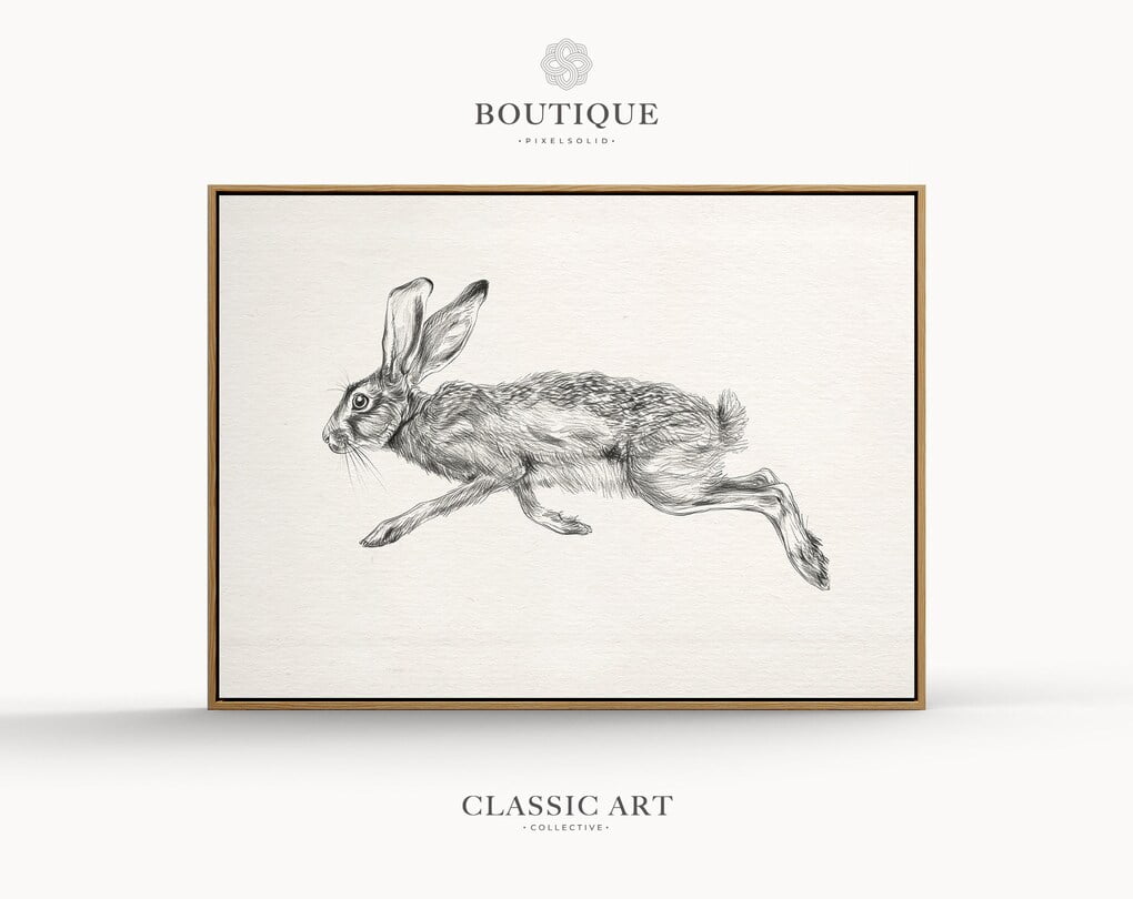 Neutral Rabbit Sketch, Classy Easter Decor, Spring Easter Print, Rabbit ...