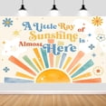 Neutral Rainbow Sun Floral Baby Shower Backdrop, A Little Ray of ...