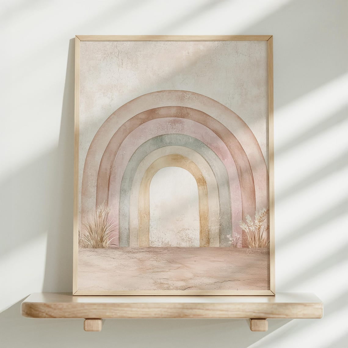 Neutral Rainbow Wall Art, Pink And Green Art, Wall Art, Minimalist Art ...
