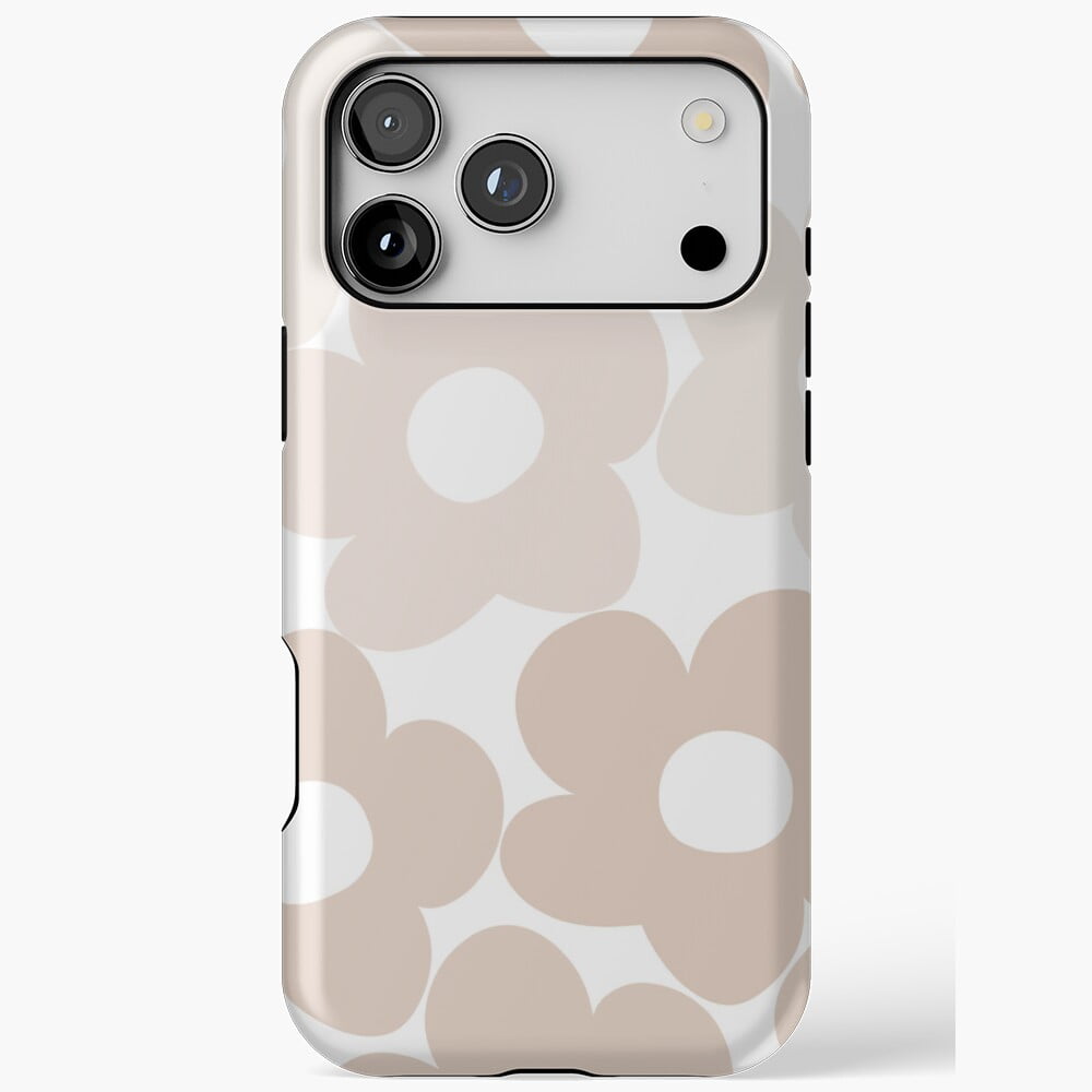 Neutral Retro Daisies Floral Decor Art iPhone Case 17 16 15 14 13 12 11 ...