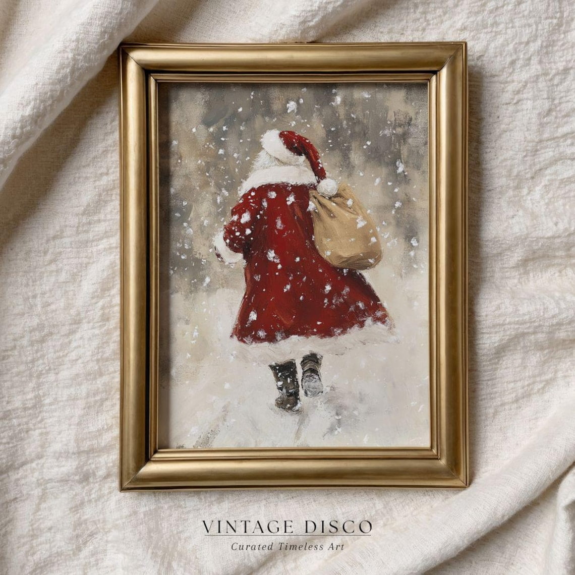 Neutral Santa Poster, Vintage Farmhouse, Nostalgic Winter Wall Art ...