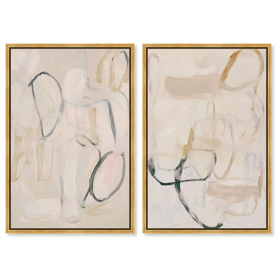 Neutral Serenity 2 Panel Set Canvas Print Gold Wall Art by Art Remedy ...