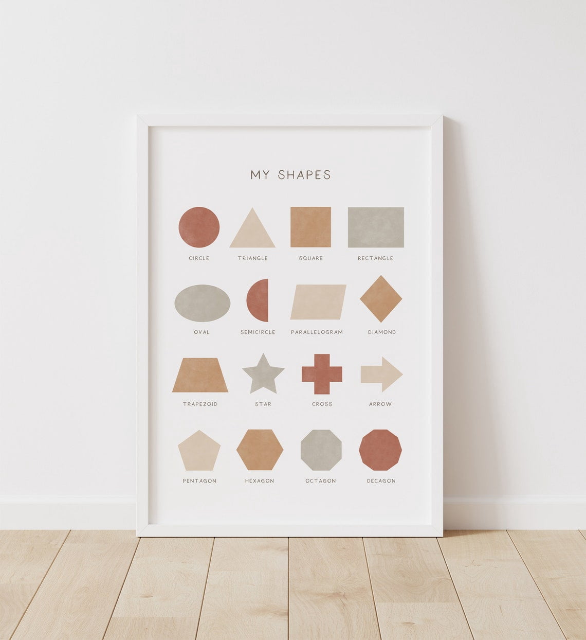 Neutral Shapes Poster Educational Wall Art Montessori Nursery ...