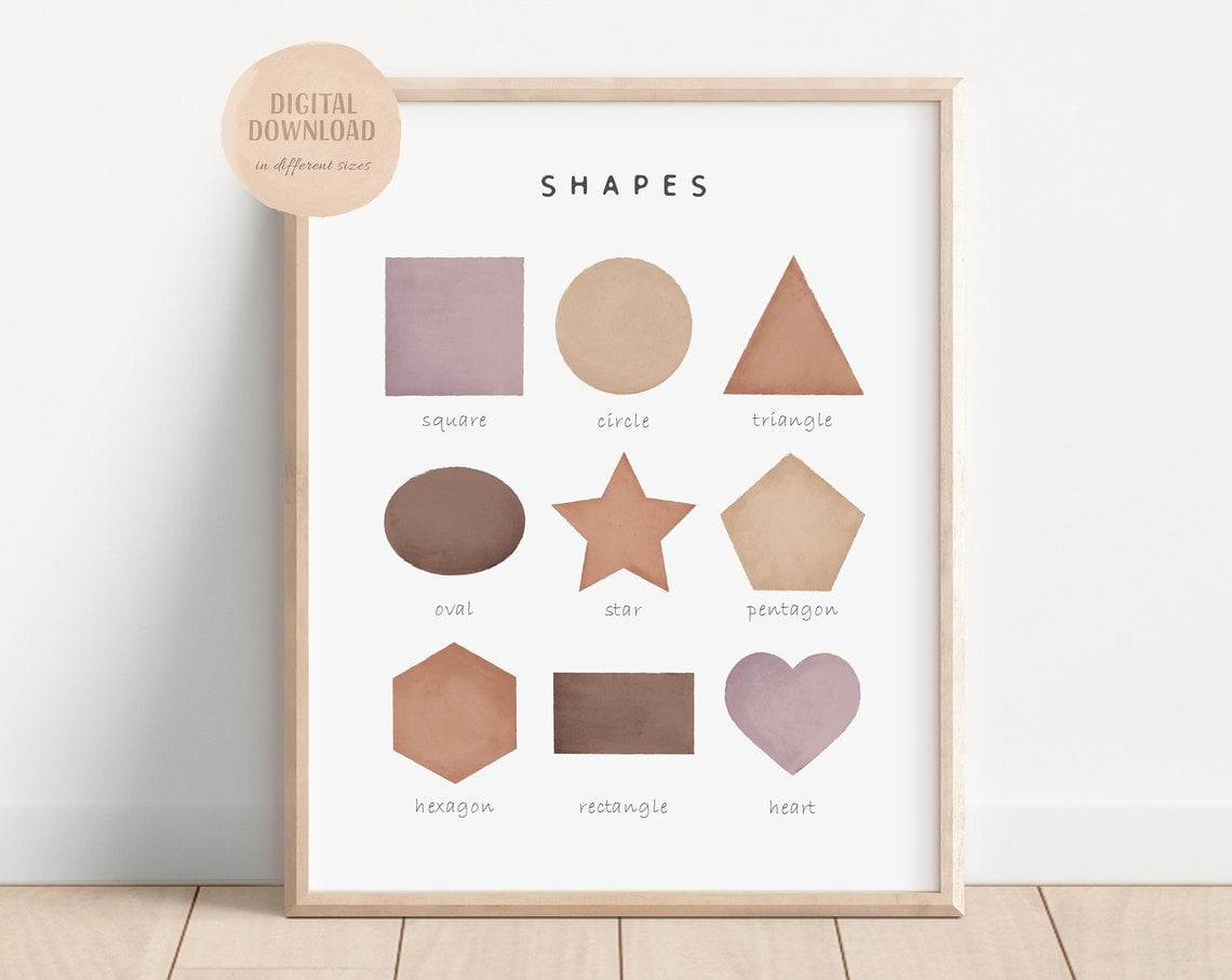 Neutral Shapes Print, Watercolour Shapes Print, Nursery Wall Art ...
