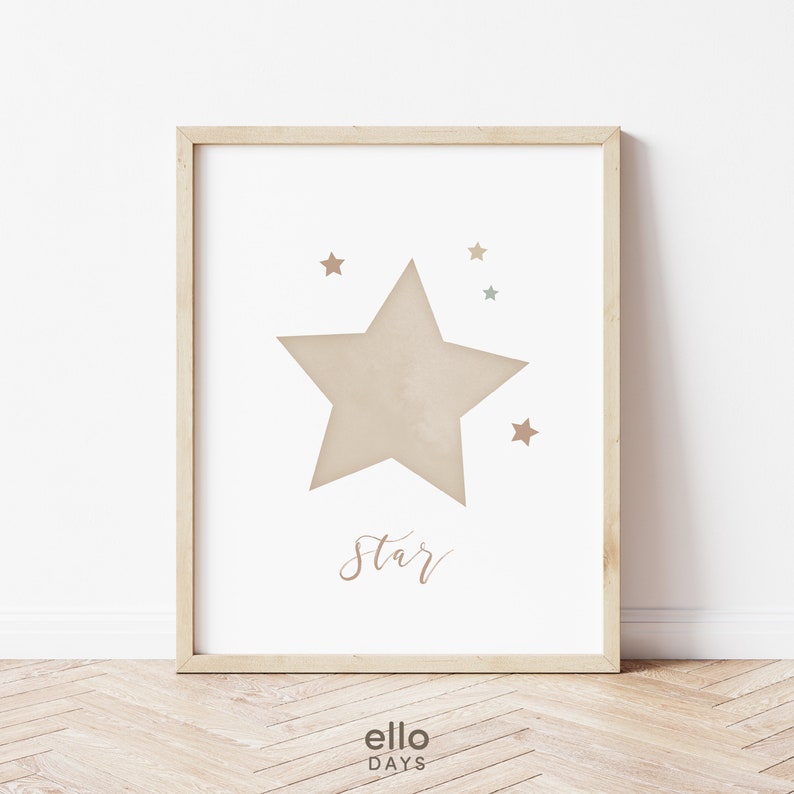 Neutral Star Nursery Poster | Celestial Baby Room Print | Montessori ...