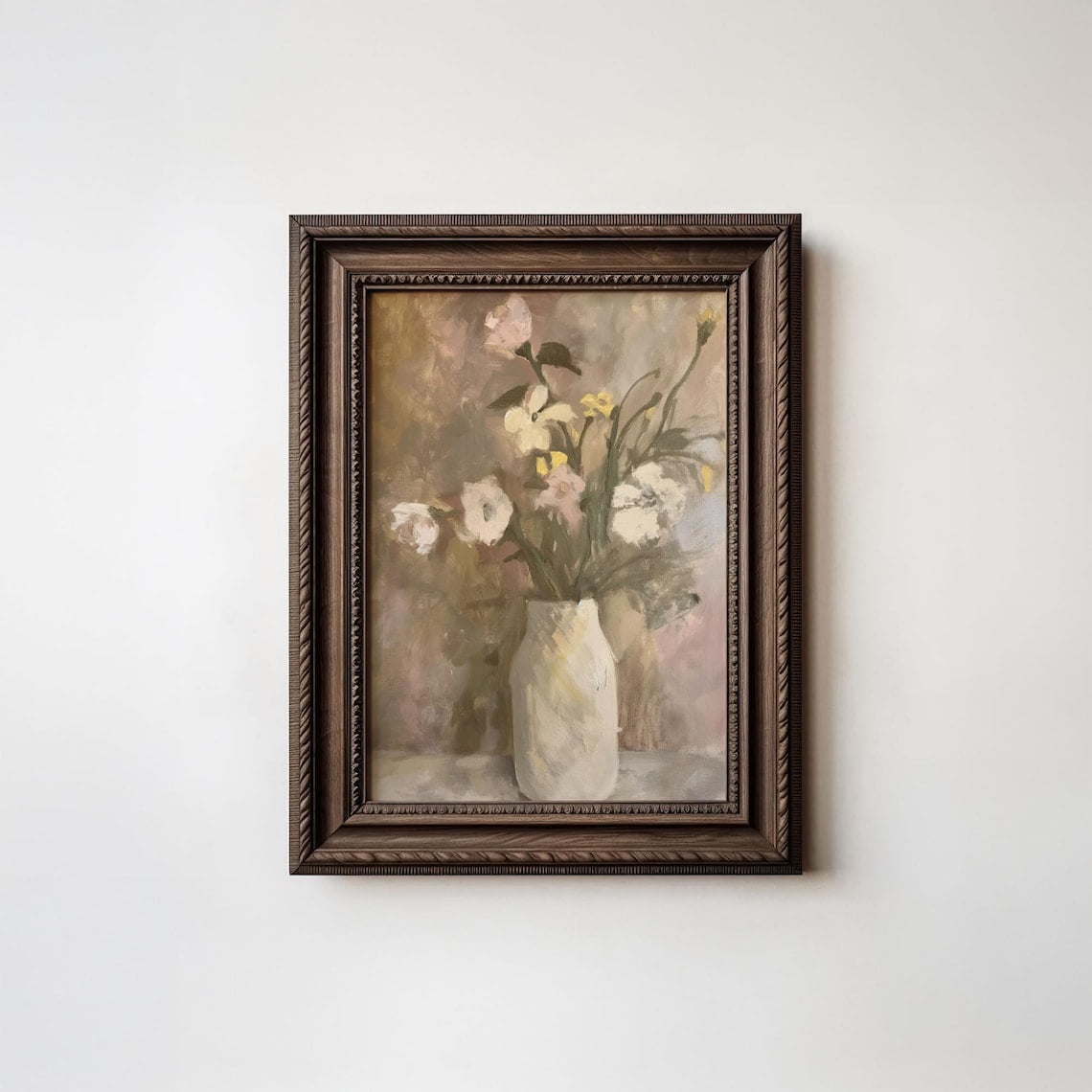 Neutral Still Life, Flower Vase Art Print, Antique Neutral Flowers ...