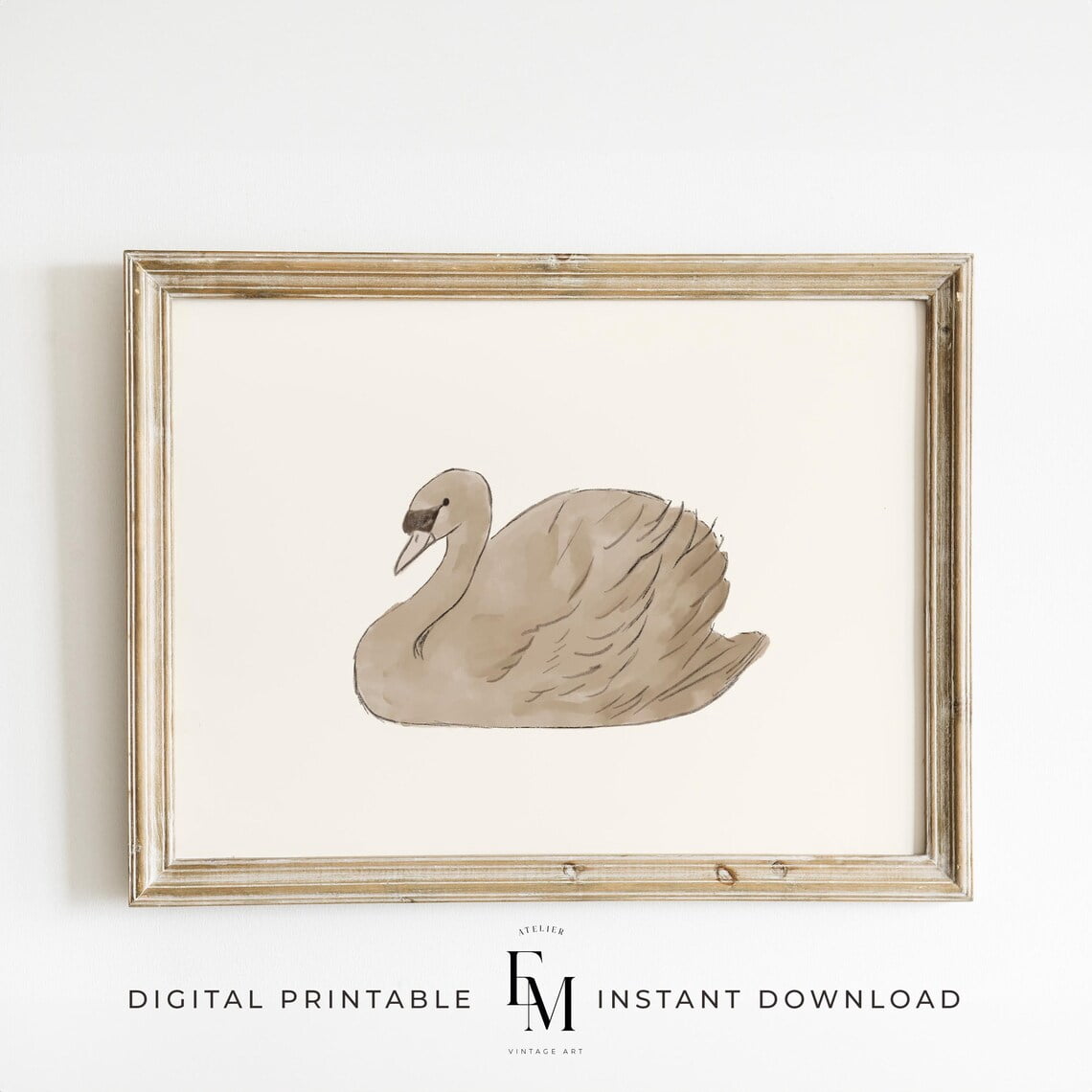 Neutral Swan Print Girls Room Decor Swan Wall Print Timeless Girls ...