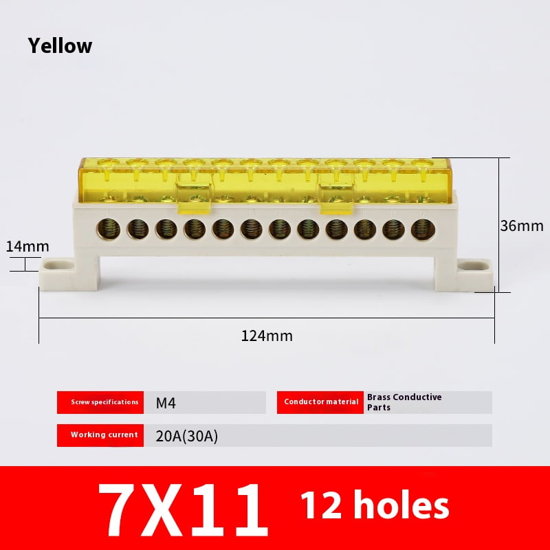 Neutral Terminal 3/4/5/6/7/10/12/15-Hole Distribution Box Terminal Dust ...