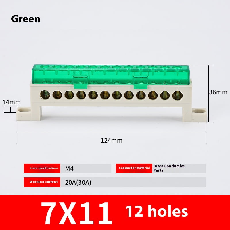 Neutral Terminal 3/4/5/6/7/10/12/15-Hole Distribution Box Terminal Dust ...