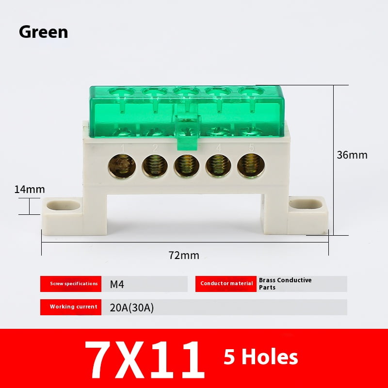 Neutral Terminal 3/4/5/6/7/10/12/15-Hole Distribution Box Terminal Dust ...
