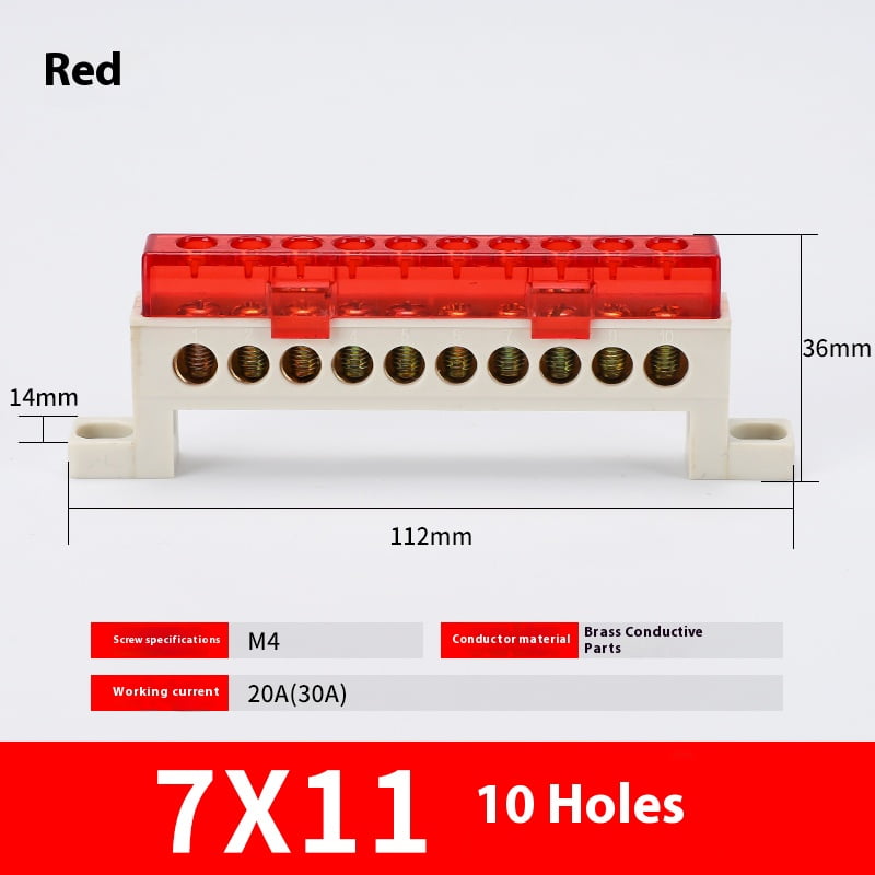 Neutral Terminal 3/4/5/6/7/10/12/15-Hole Distribution Box Terminal Dust ...