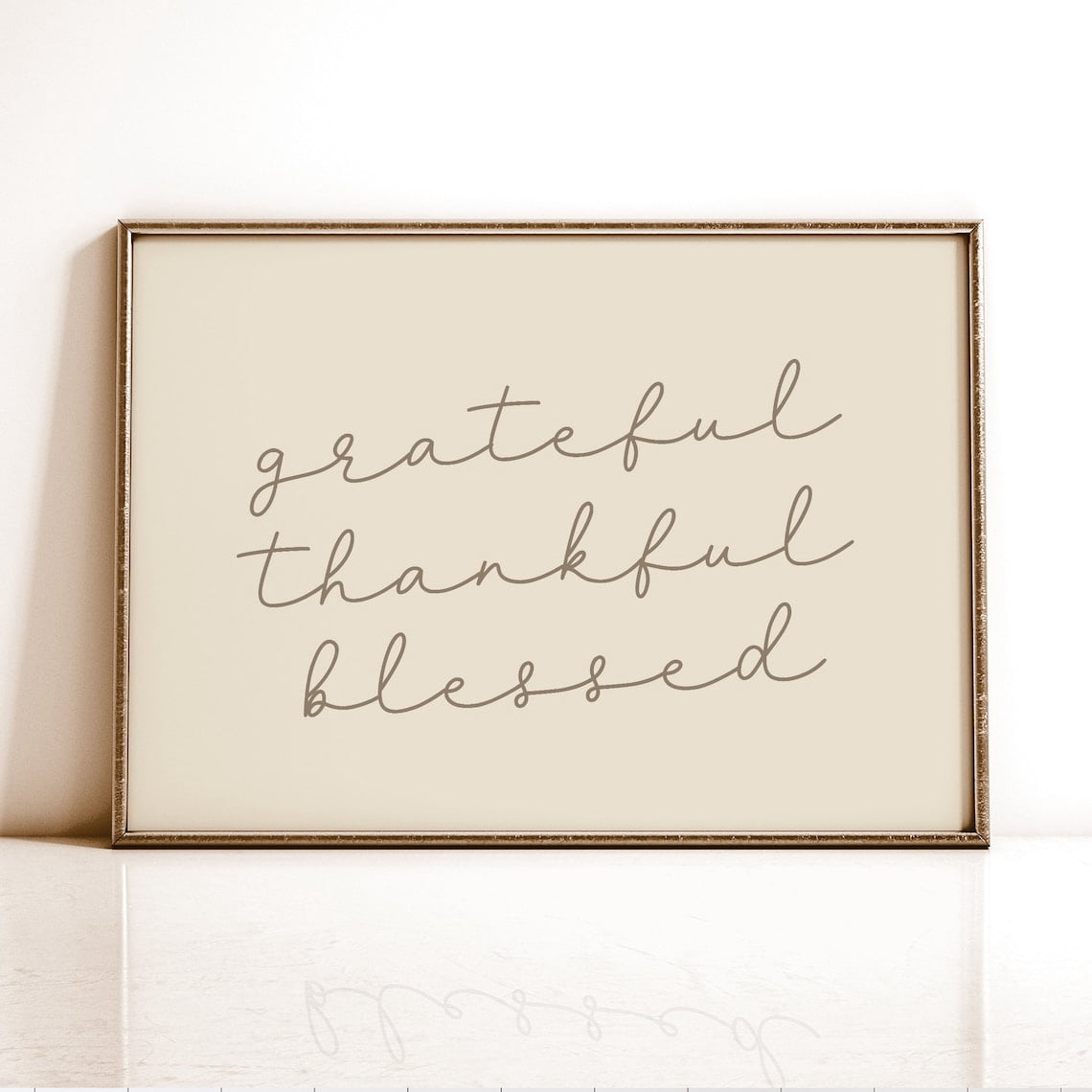 Neutral Thanksgiving Decor Print Wall Art, Grateful Thankful Blessed ...