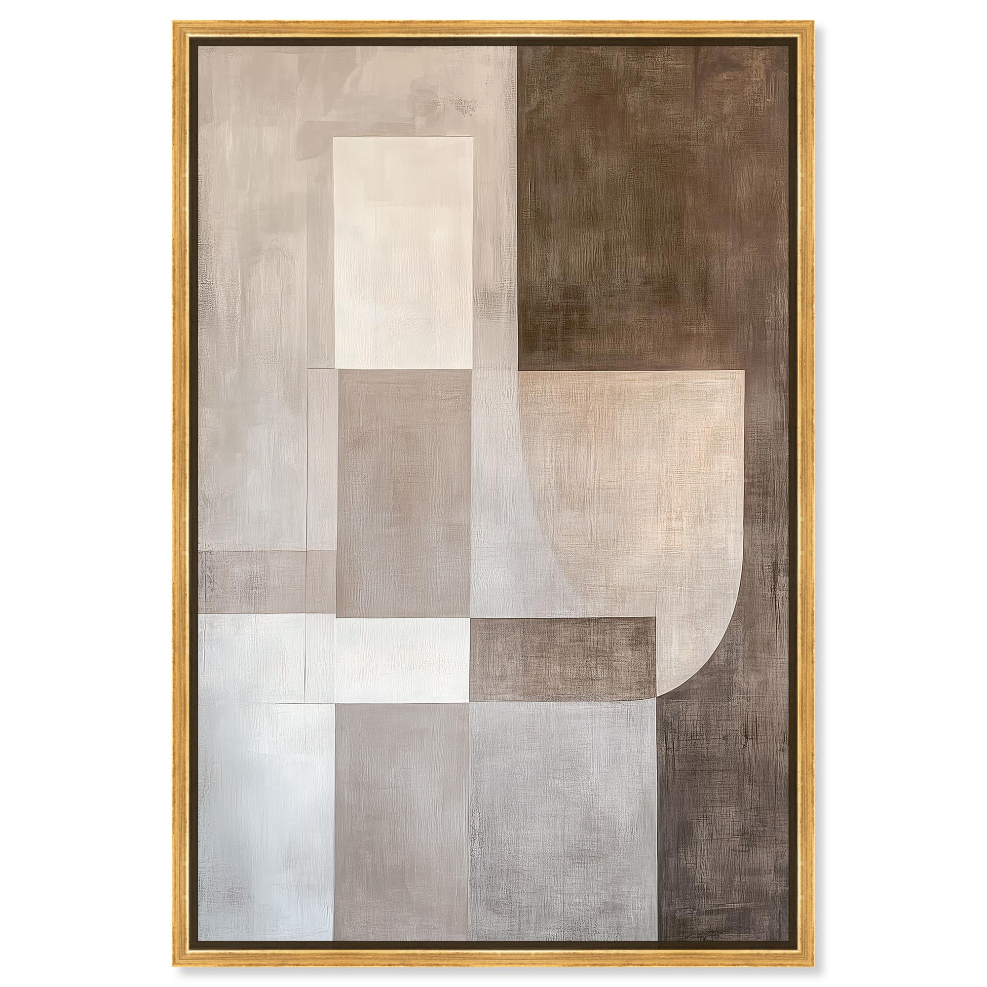 Neutral Tone Blocks I Canvas Boho Geometric Art by Art Remedy, Gold ...