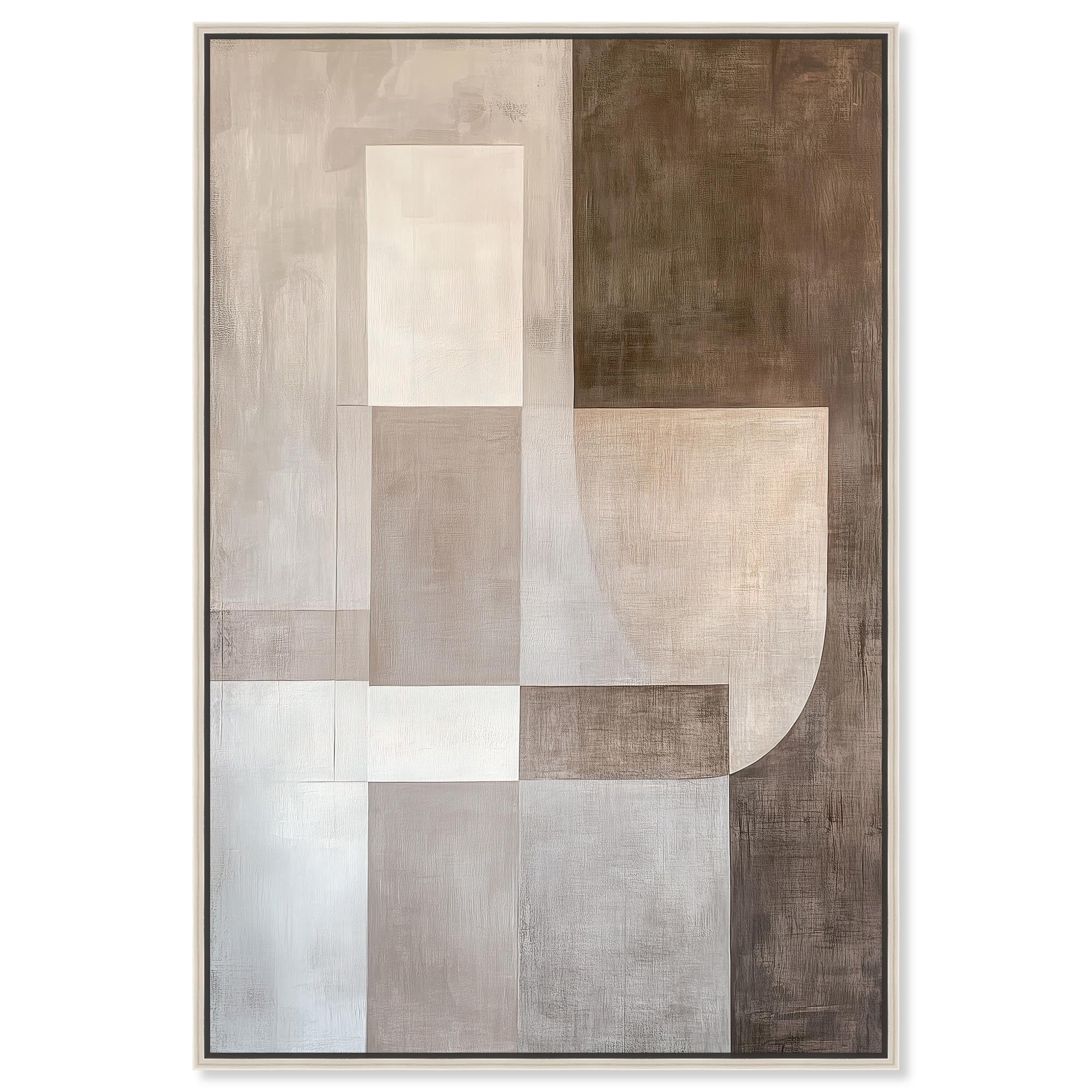 Neutral Tone Blocks I Canvas Boho Geometric Art by Art Remedy, Silver ...