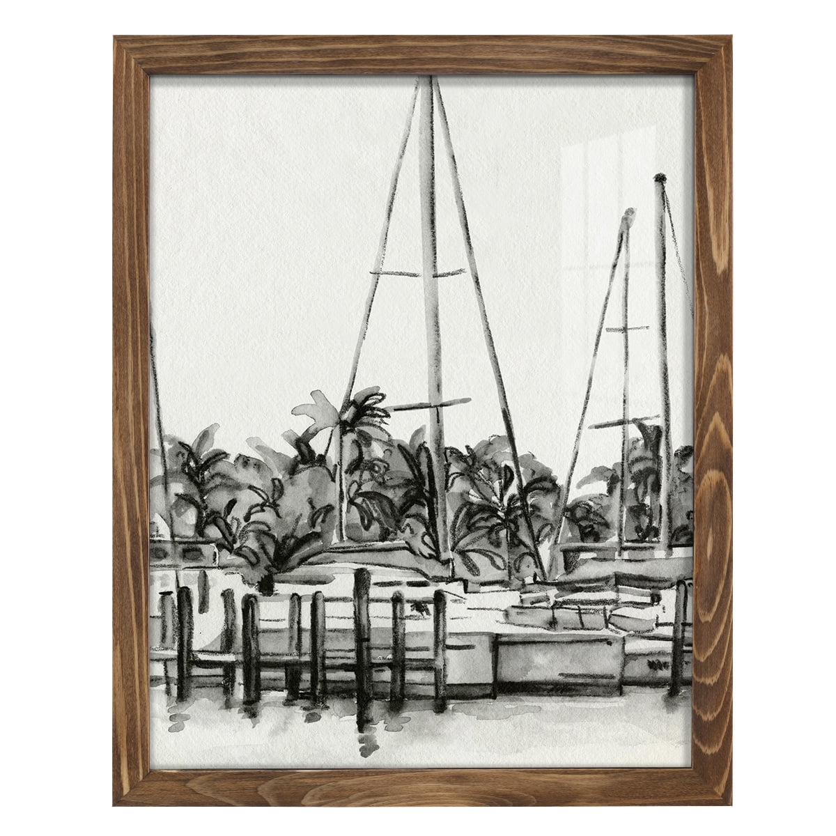 Neutral Tropics I - Framed Print w/glass - Walnut - Walmart.com