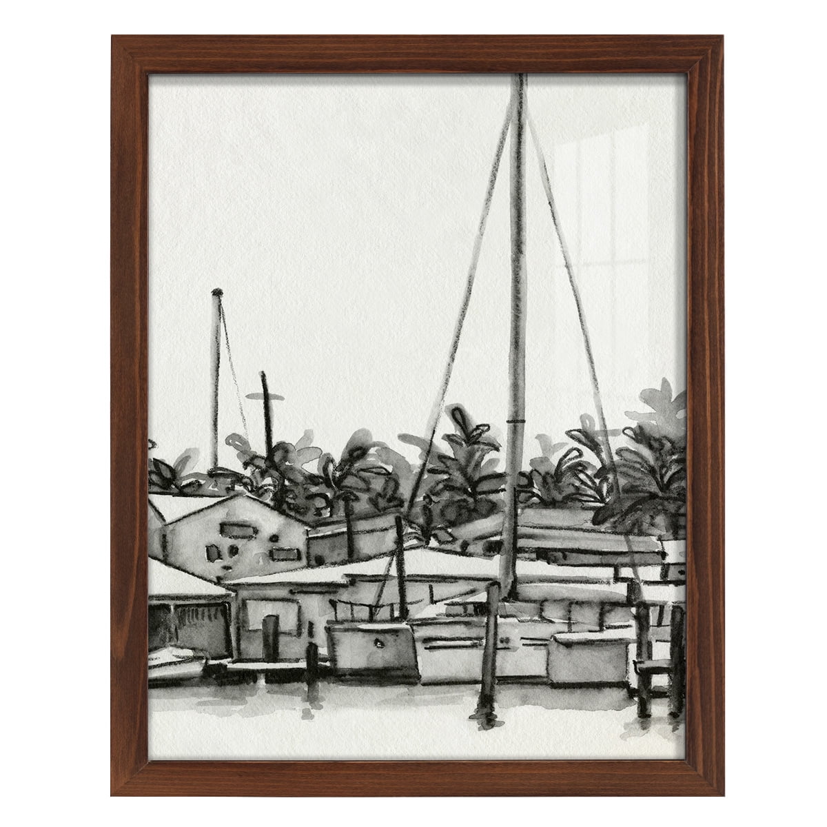 Neutral Tropics III - Framed Print w/glass - Chestnut - Walmart.com