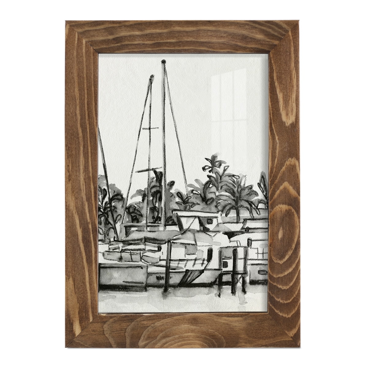 Neutral Tropics IV - Framed Print w/glass - Walnut - Walmart.com