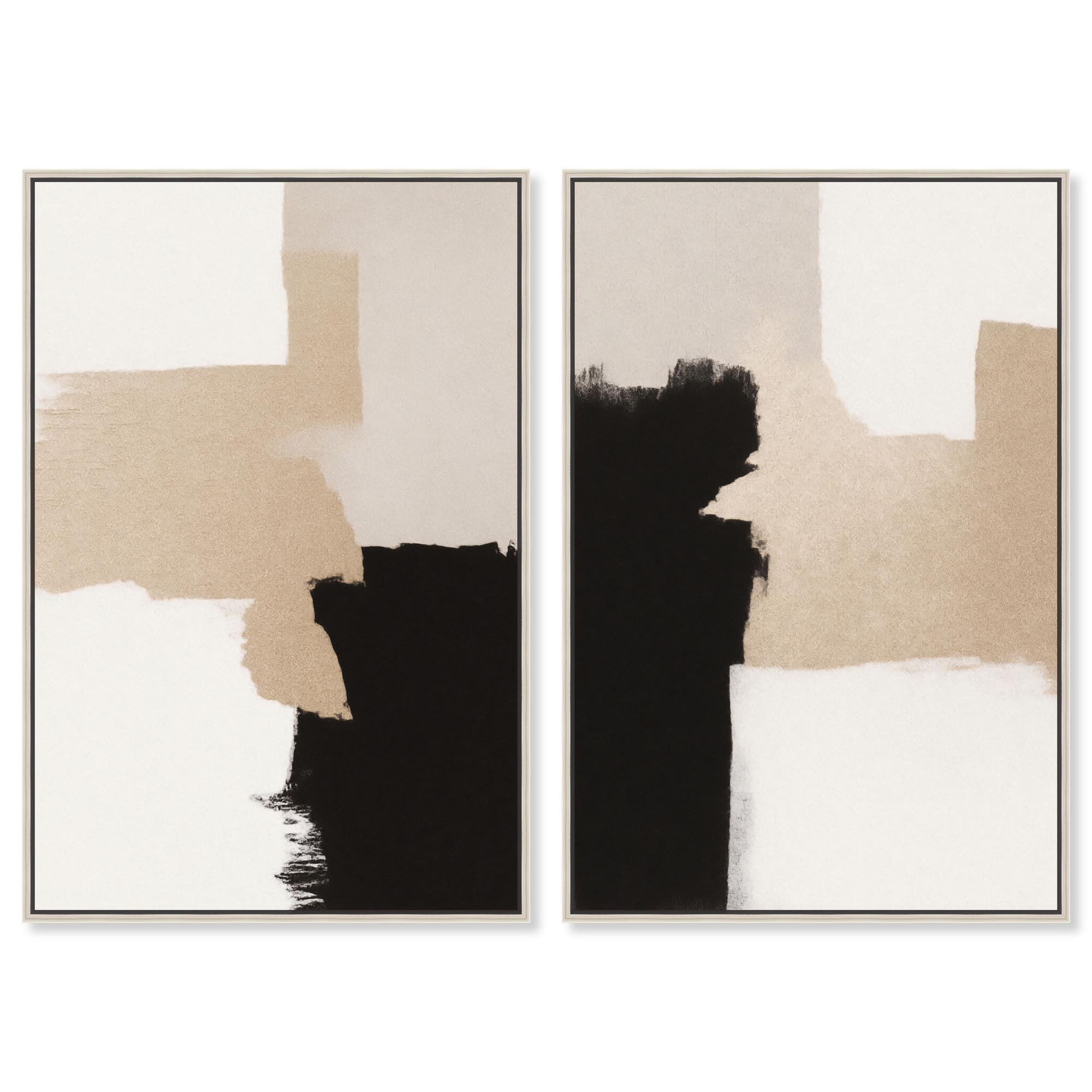 Neutral Wall Art Beige and White 2 Panel Set Canvas Print Minimalist ...