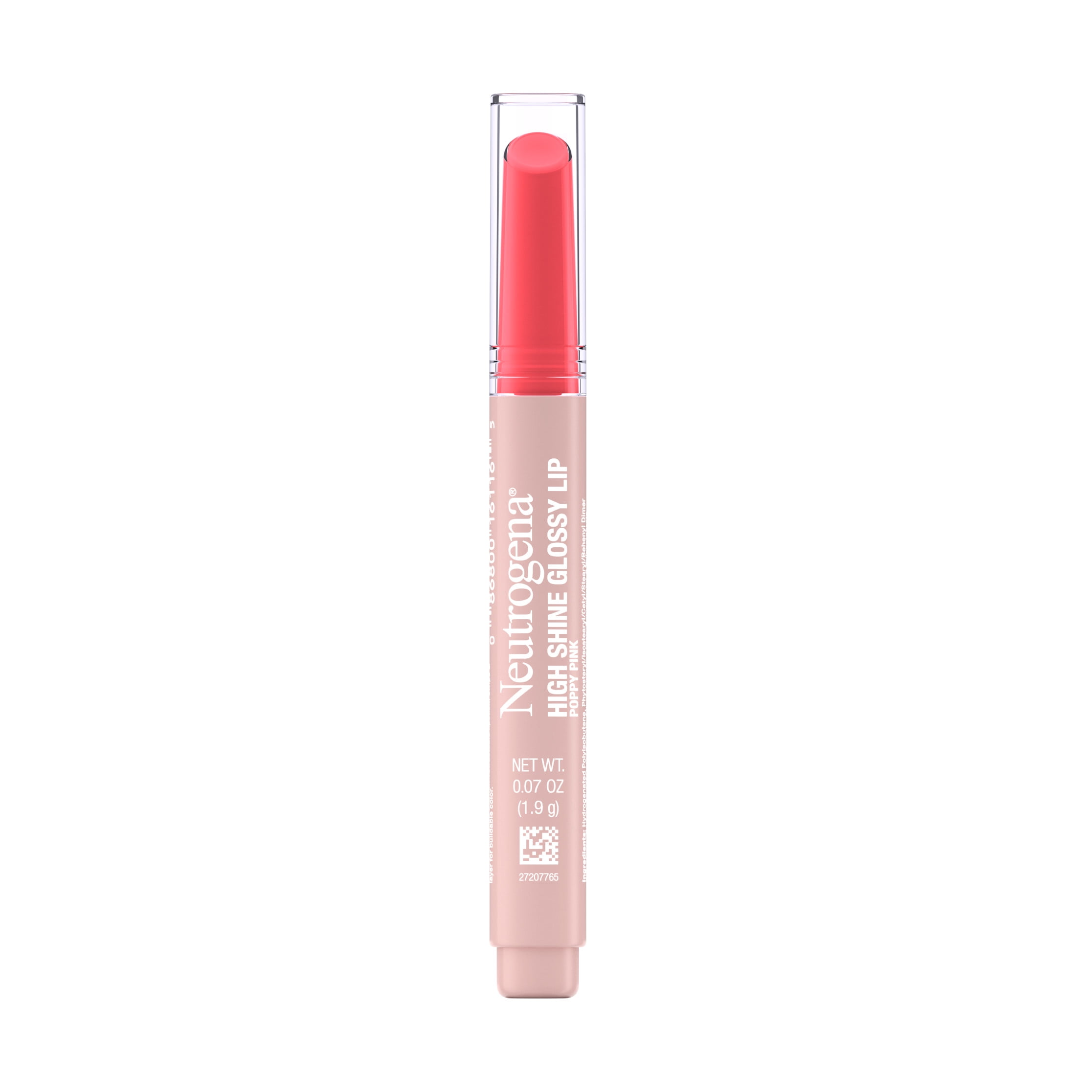 Neutrogena High Shine Glossy Lipstick Poppy Pink with Vitamin E and ...