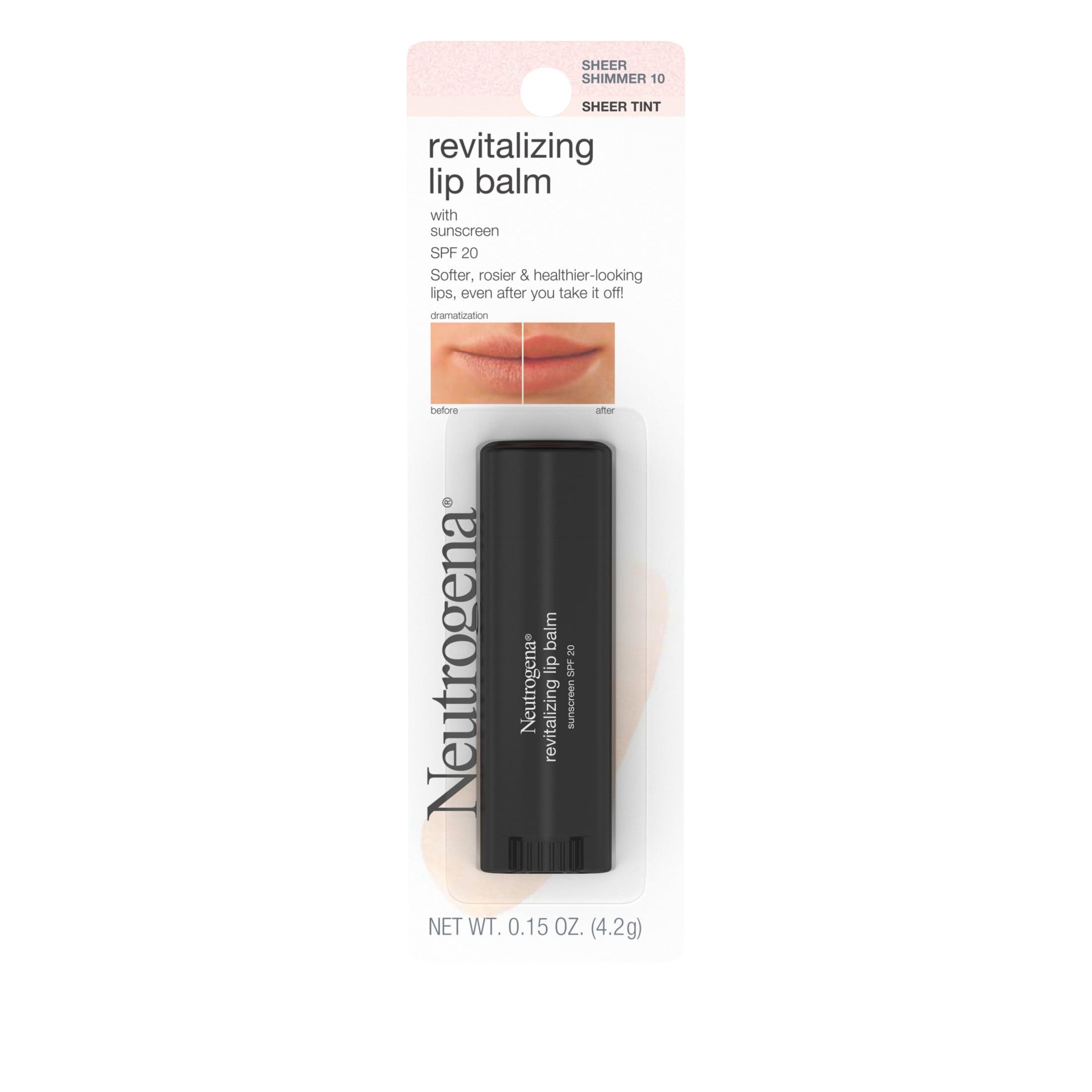 Neutrogena Revitalizing Tinted Lip Balm, SPF 20, Sheer Shimmer, .15 oz ...