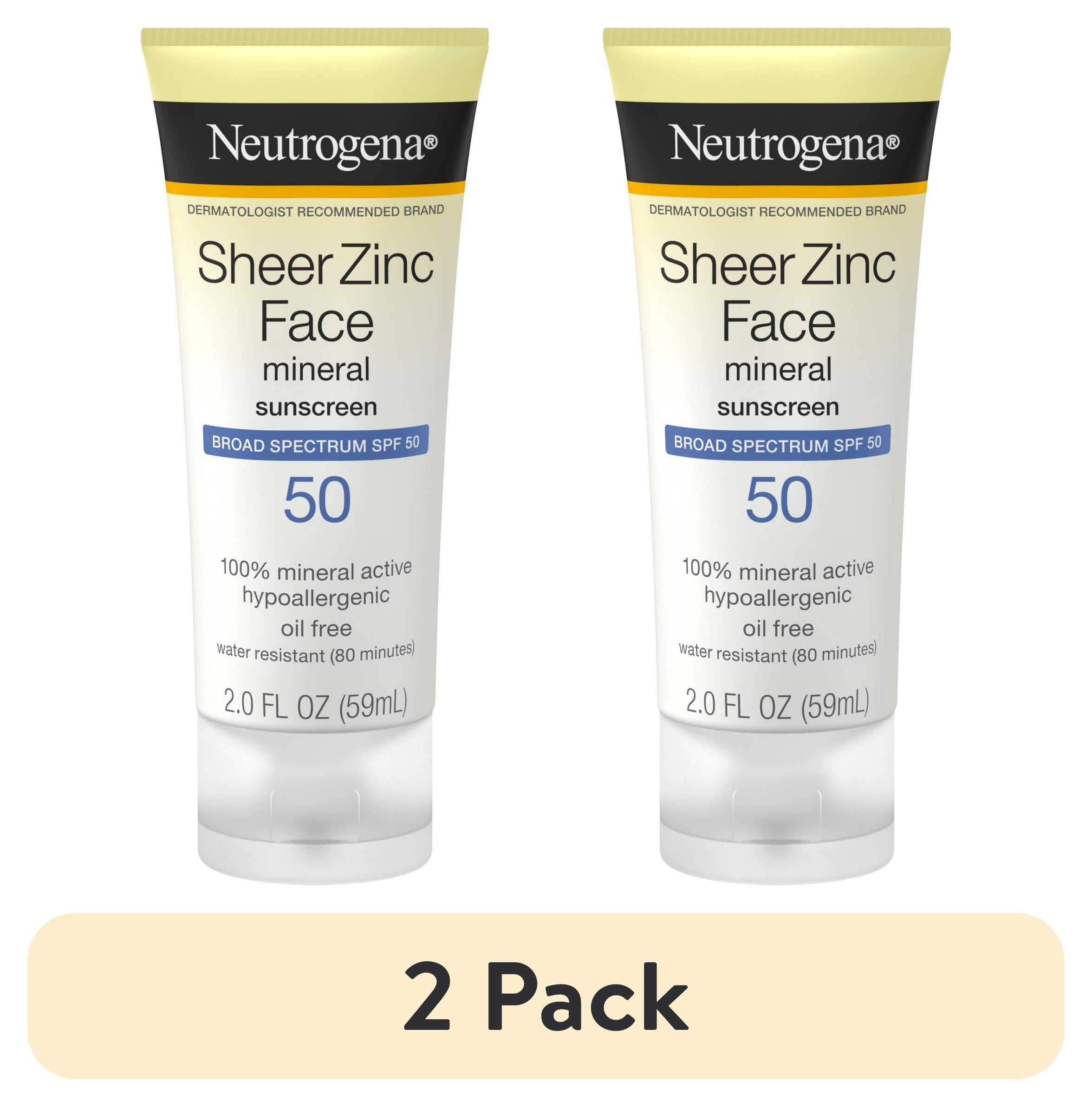 (2 pack) Neutrogena Sheer Zinc Dry-Touch Face SPF 50 Sunscreen Lotion ...