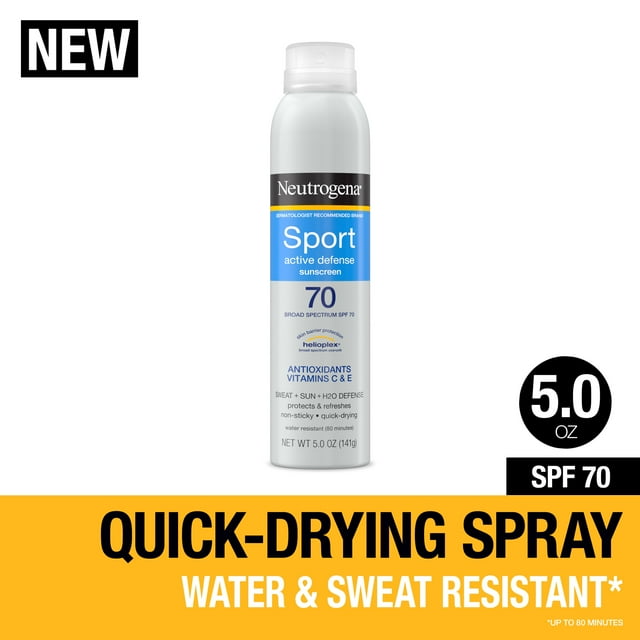 Neutrogena Sport Active Defense SPF 70 Sunscreen Spray, 5.0 oz ...