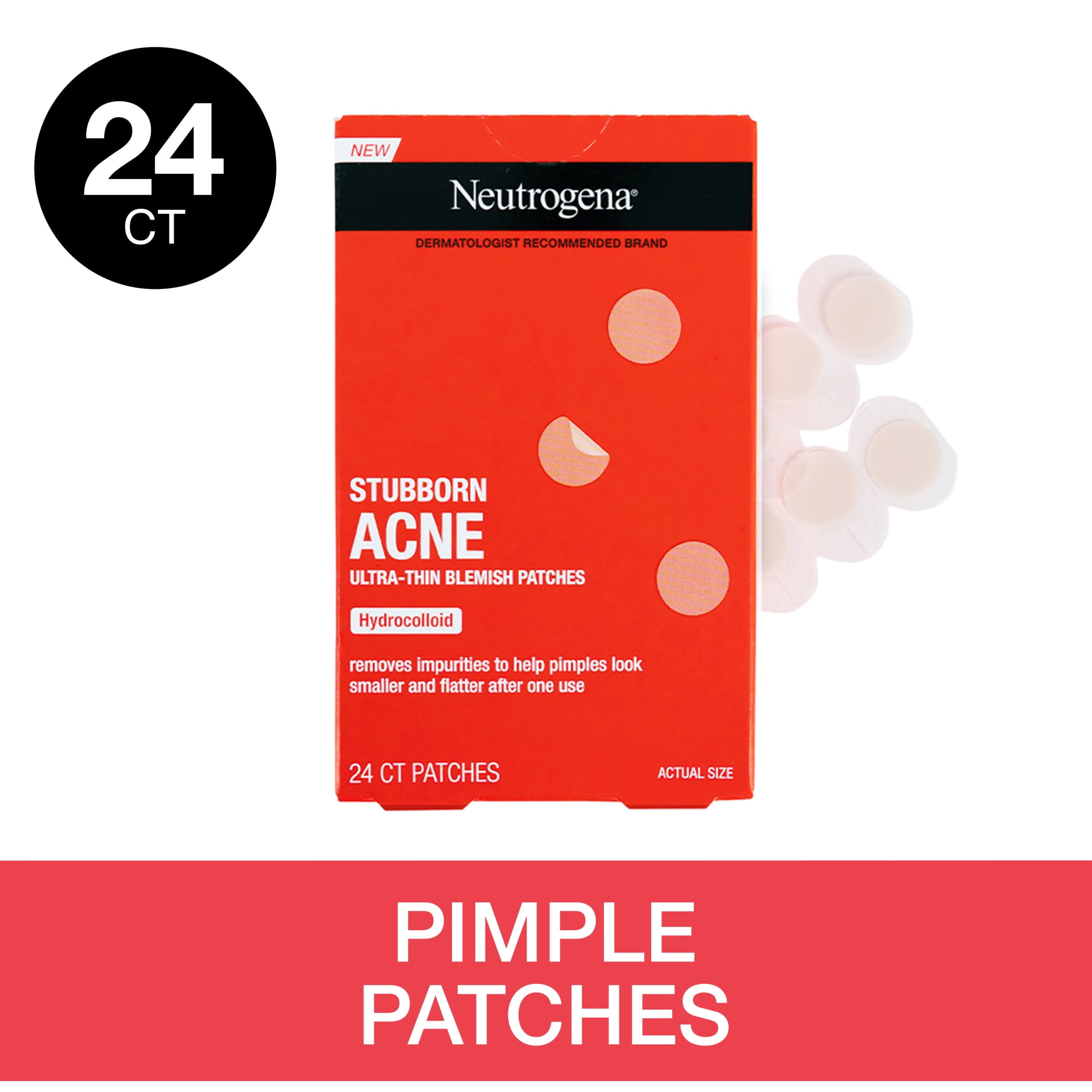 Neutrogena Stubborn Acne Hydrocolloid Acne Treatment Patch, 24 Count ...