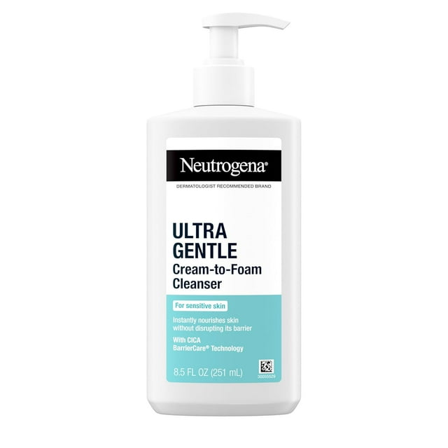 Neutrogena Ultra Gentle Cream-to-Foam Daily Facial Cleanser, 8.5 Oz ...