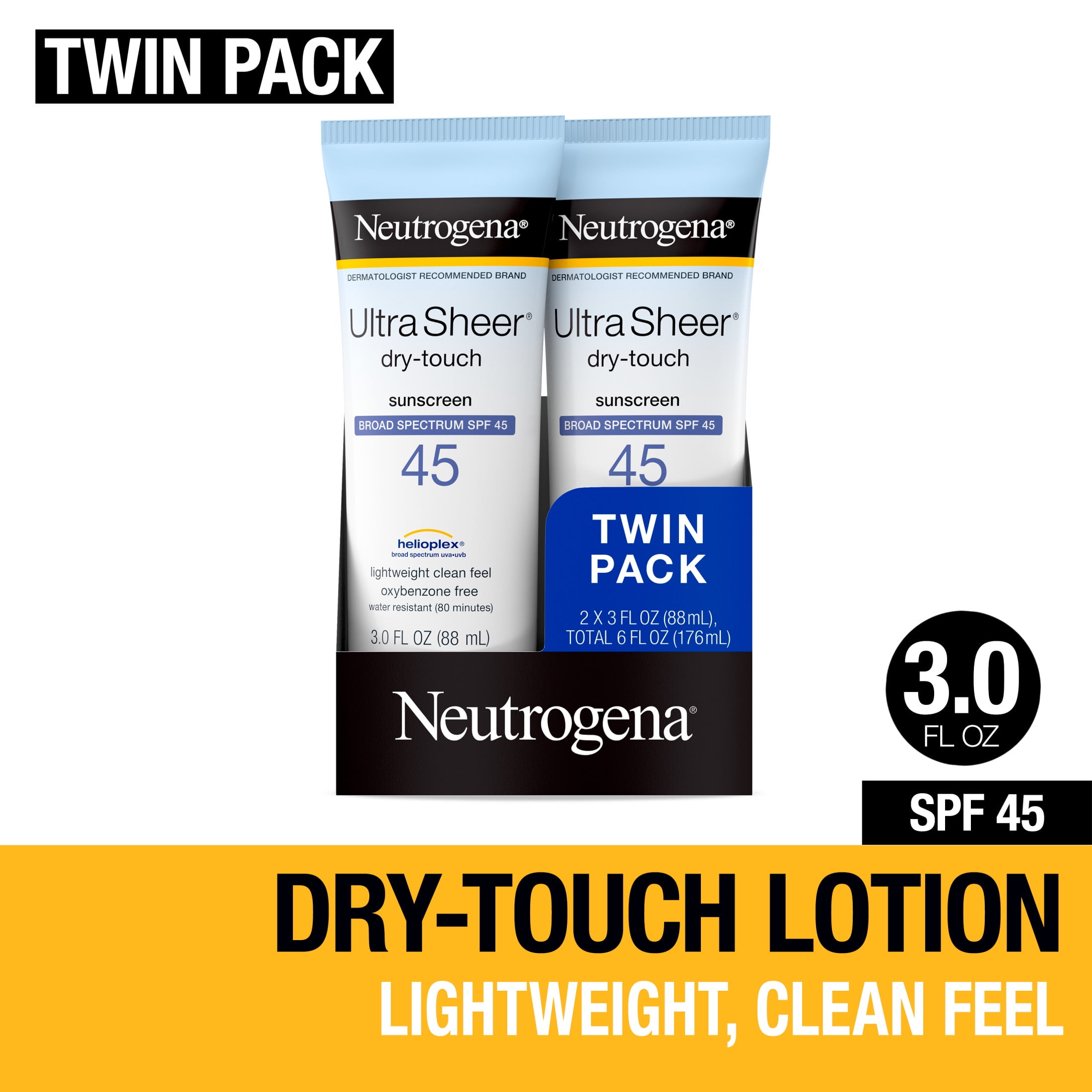 Neutrogena Ultra Sheer Dry-Touch Sunscreen Lotion, SPF 45, Lightweight ...